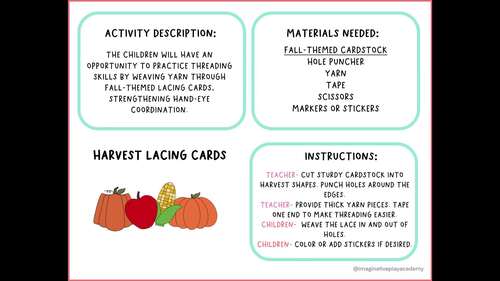 Preschool Fine Motor Centers: Fall Harvest | TPT