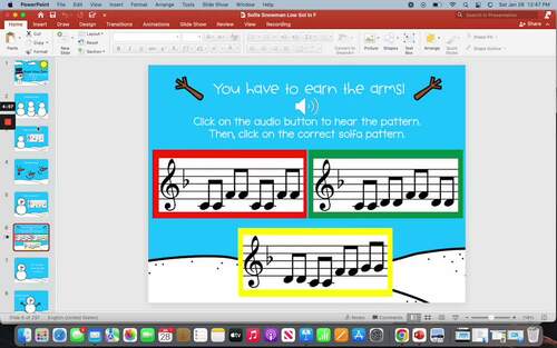 Winter Music Solfege Snowman Interactive Whiteboard Game for Low Sol