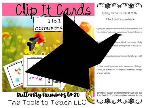 Butterfly Clip It Cards Numbers 0 to 20 One to One Correspondence ...