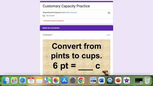 Customary Capacity Google Forms (Self-Grading) 4th or 5th Grade | TPT