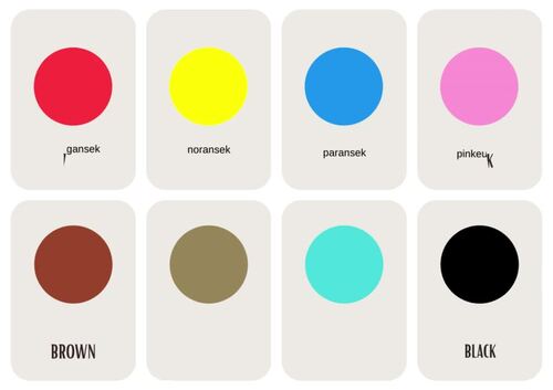 16 English-Korean Flashcards with Romaji | Colours by The Digivita