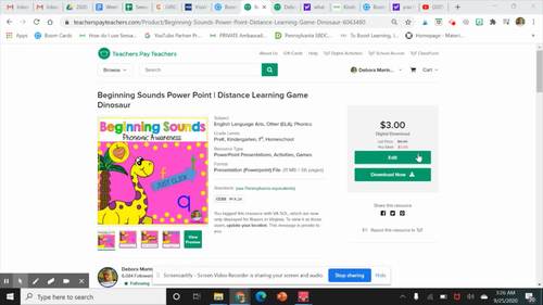 Beginning Sounds PowerPoint | Distance Learning Game Dinosaur | TpT