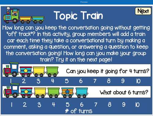 Topic Train Speech Therapy Topic Maintenance Conversation Activity Boom ...