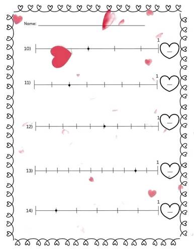 Valentine’s Day Fractions on a Number Line | Identify Fractions | 3rd ...