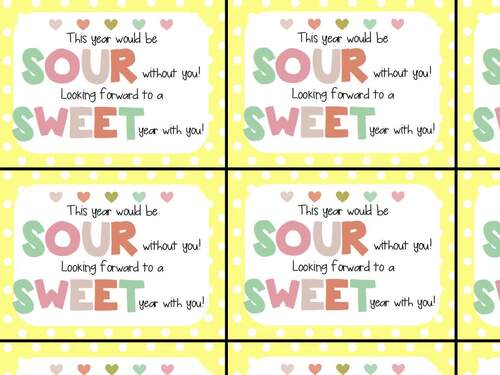 Cute Sour Patch Kids/ Sweet and Sour Candy Beginning of Year Gift Tag