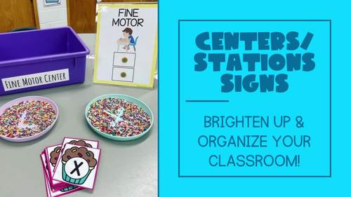 Colorful Station & Centers Signs | Labels, Math & Literacy | Pre-K & Kinder