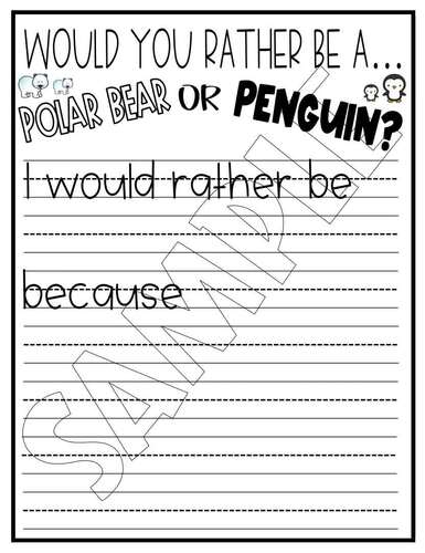 Would You Rather Be...Penguin or Polar Bear? Writing Lesson | TPT