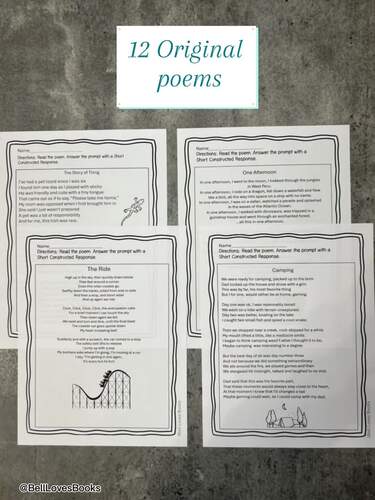 Poetry Passages SCR Short Constructed Response Practice Writing Lesson