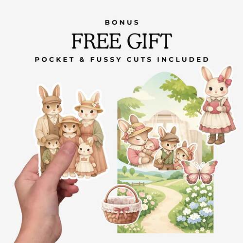 Victorian Countryside Rabbits Clipart Bundle by Ikota Design | TPT