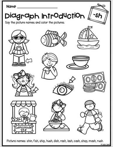 Digraph Worksheets SH by Lala Land | TPT