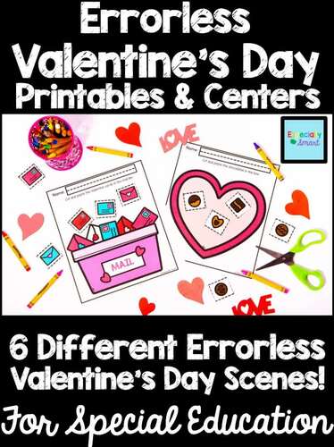 Errorless Valentine's Day Cut and Paste Worksheets and Centers | TPT