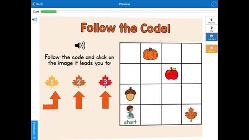 Fall Directional Coding Activities Digital Task Cards with Boom Cards