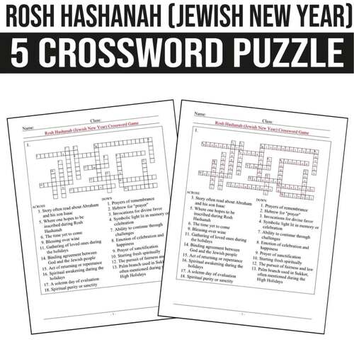 Rosh Hashanah (Jewish New Year) Crossword Games | Vocabulary Crossword ...