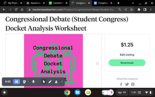 Congressional Debate (Student Congress) Docket Analysis Worksheet