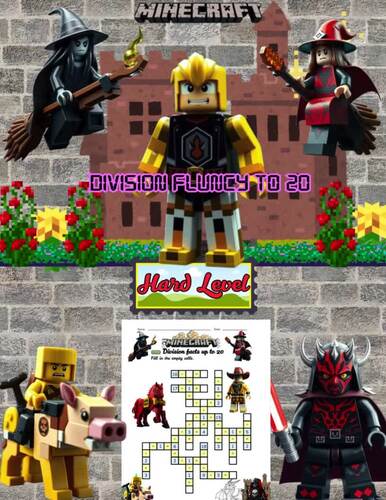 Division Fluency to 20 Part#3 Minecraft Cross Math Puzzle | TPT