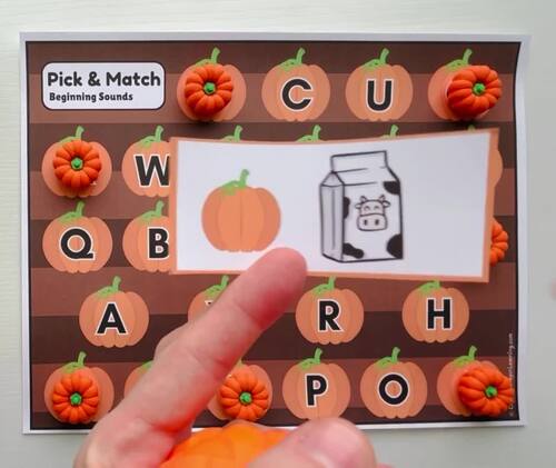 Fall Pumpkin Pick & Match–Kindergarten Literacy Center CVC & Decodable ...