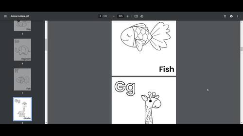 26 Printable Animal Alphabet Coloring Pages from A-Z for Kids | Black ...