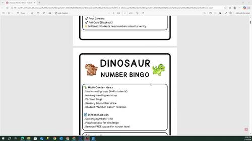 Dinosaur Bingo Printable 1–20 | Math Bingo Cards | Pre-K–1 | TPT