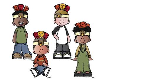 Kidlettes in turkey hats clip art digi stamp Mini by Melonheadz Clipart