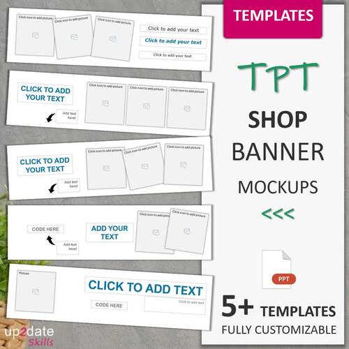 Editable TPT Shop Banner Templates for PowerPoint and Google Slides [I]