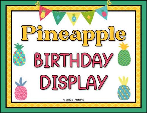 Pineapple Birthday Display by Cindy's Treasures | TPT
