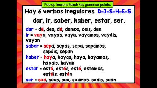 SPANISH SUBJUNCTIVE BOOM CARDS IRREGULAR VERBS ⭐ Level 4 ⭐ Review of ...