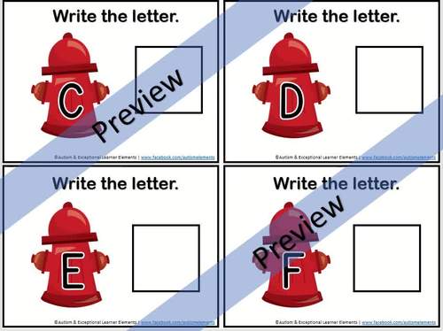 Writing Fire Letters Task Cards-Fire Safety- Autism & SPED Resources