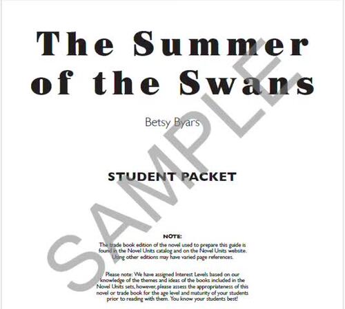 The Summer of the Swans Novel Units® Student Packet Novel Study | TPT