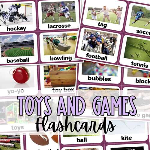 Toys & Games (Sports) Real Photo Vocabulary Flashcards for ESL Speech