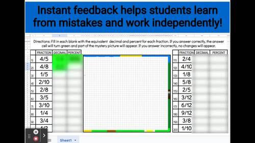 Fraction Decimal Percent Activity Digital Mystery Picture Pixel Art