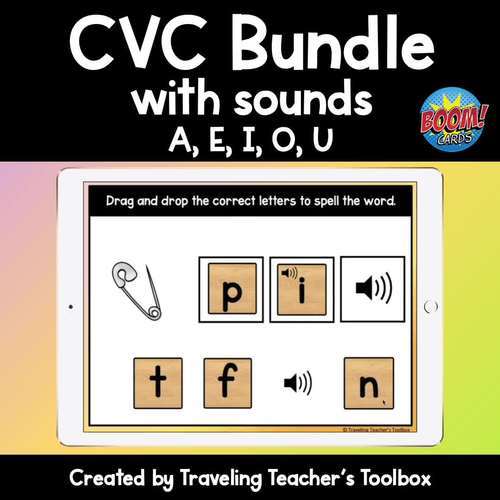CVC Words Short Vowel Sounds BUNDLE Boom Cards by Traveling Teacher's ...