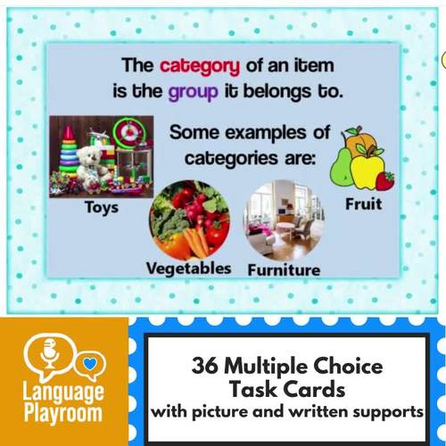 Identifying Categories Boom Cards - 36 No Prep Task Cards for Language ...