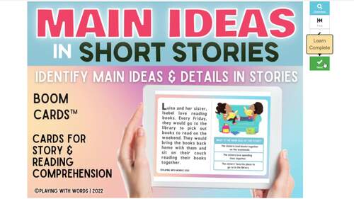 Short Stories with Main Idea - Worksheets, Task Cards, Boom™ Cards Bundle