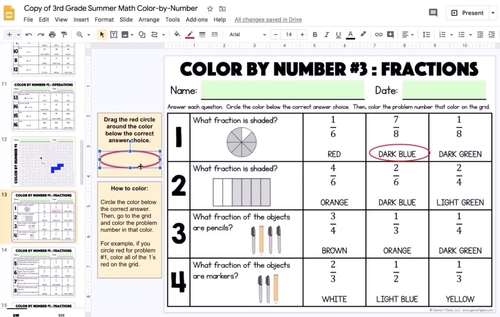 3rd Grade Math Review Activities - End of Year Digital Color by Number ...