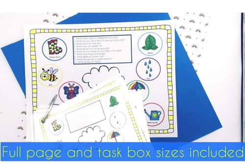 Spring WH Questions Task Cards and PlayDough Mats for Speech Therapy