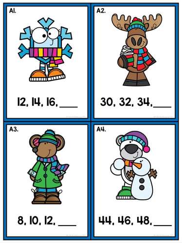 Winter Skip Counting By 2 Math Center | Winter Math Activities | TPT
