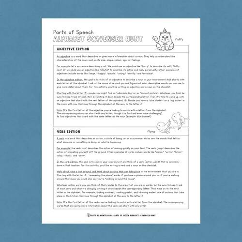 Parts of Speech Scavenger Hunt Game | Elementary Language Activity