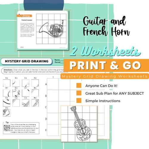 HIGH SCHOOL SUB PLAN/WORKSHEET: Mystery Scramble Grid Guitar and French ...