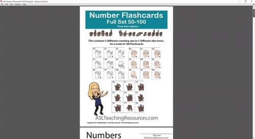 Flashcards - ASL Numbers 50-100 Full Set by ASL Teaching Resources