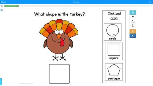 Turkey 2D Shape Boom Cards | Thanksgiving Math Digital Learning | TPT