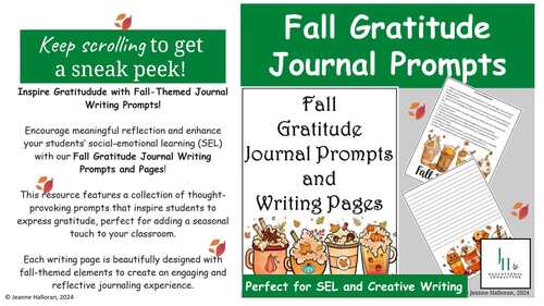 Fall Gratitude Journal Prompts | Autumn SEL Writing Activities ...