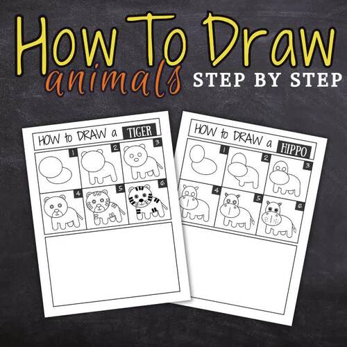How To Draw Animals Tutorial for Kids. Step By Step Drawing Worksheets ...