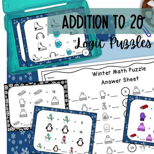 Winter Math Logic Puzzle Task Cards | Addition Within 20 by The 4x6 Store