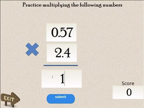 Practice Multiplying Two Digit Decimal Numbers - Digital Activity