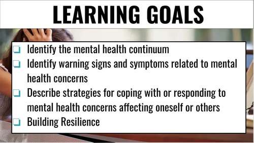 PE- PHYS ED- MENTAL HEALTH - SIGNS & SYMPTONS / INTERVENTION/ RESILIENCE