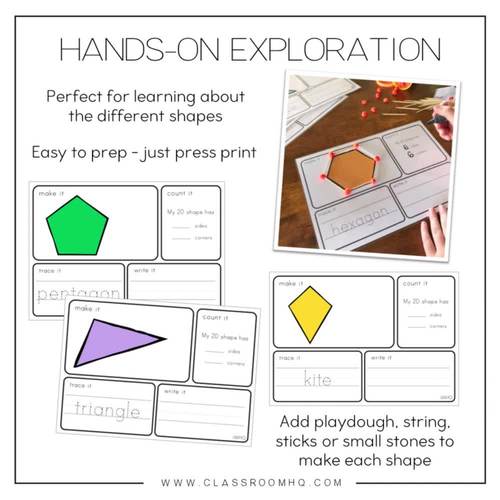 2D Shape Activity Mats - Make It Count It Write It Hands On Math Center
