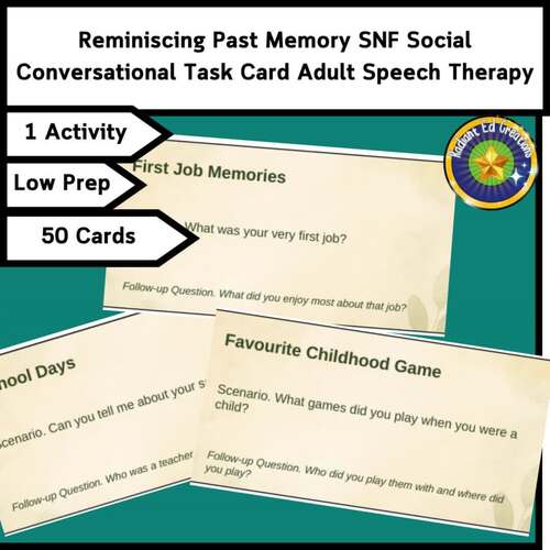 Reminiscing Past Memory SNF Social Conversational Task Card Adult ...