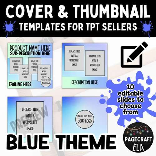 Editable Product Cover Templates | TPT Seller Support | BLUE THEME ...