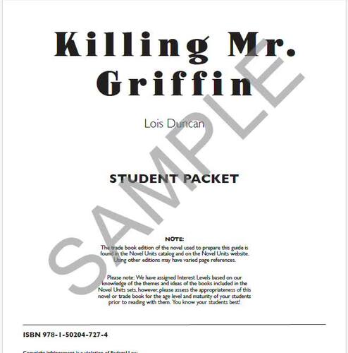 Killing Mr. Griffin Novel Units® Student Packet Novel Study | TPT