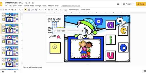 Google Classroom Winter Vowels by Della Larsen's Class | TPT